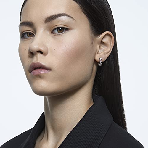 SWAROVSKI Matrix Small Hoop Earrings, Clear Triangle-Cut Crystals in a Rhodium Finish Setting, Part of the Swarovski Matrix Collection