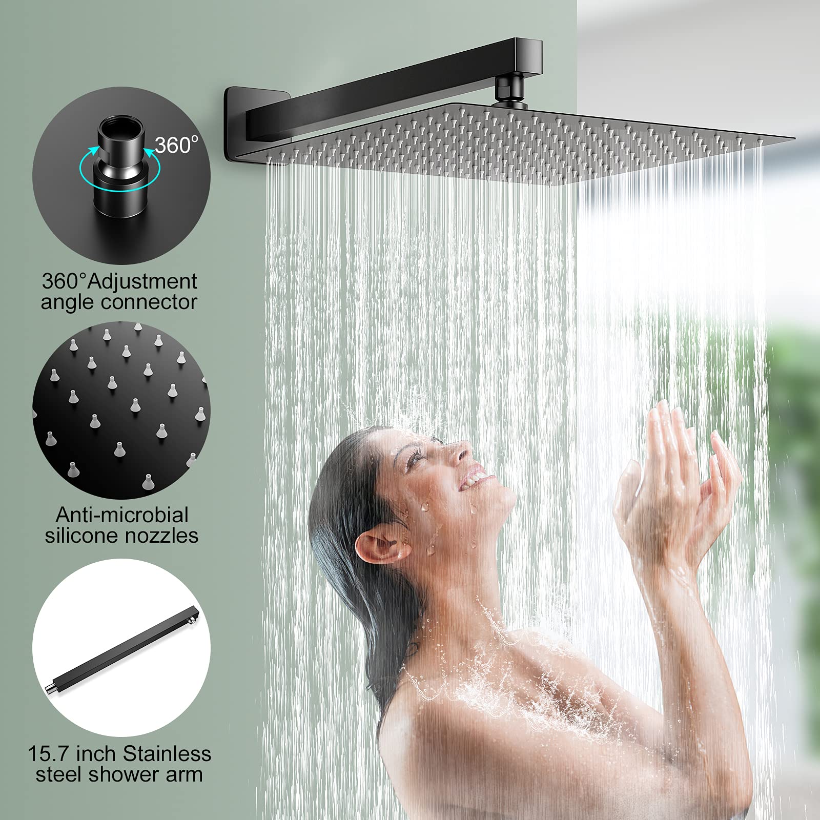 NERDON Shower System, 12 Inch Polish Chrome Luxury Rain Shower Head with Handheld Combo Set, Wall Mounted High Pressure Dual Shower Head System, Bathroom Shower Faucet set with Valve Body and Trim