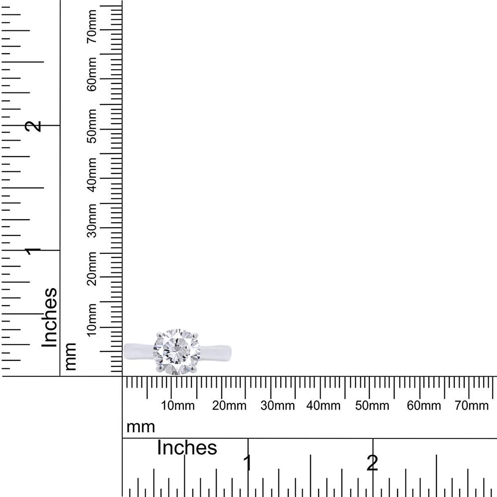 SAVEARTH DIAMONDS 1 1/2 Carat Round Cut Lab Created Moissanite Diamond Solitaire Engagement Ring In 10K Solid White Gold Jewelry For Women (G-H Color, 1.50 Cttw) Ring Size -6