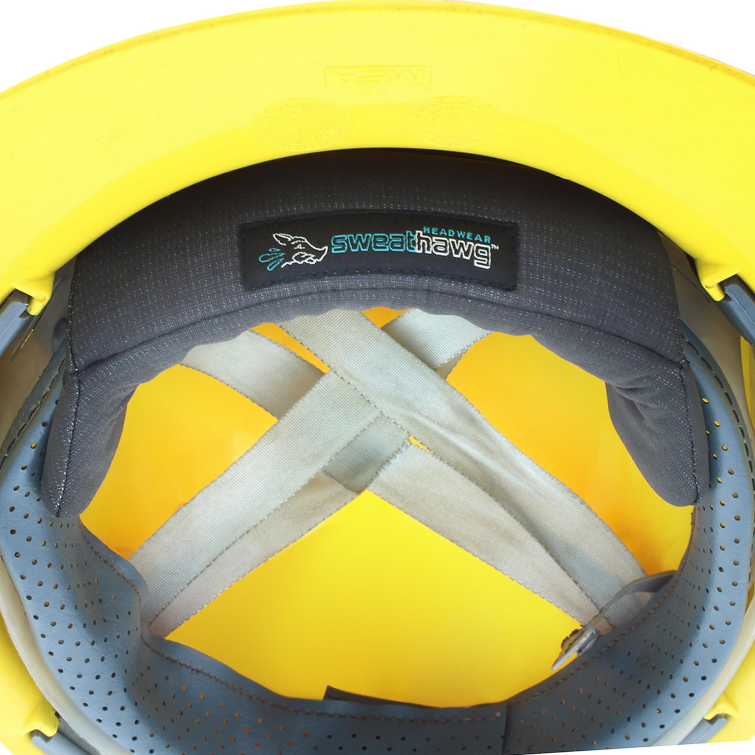 SweatHawg Hard Hat Sweatband - Highly Absorbent Aggressively Wicking Sweat Band - No Sweat, No Drips. Reusable, Wear, Wash, Repeat - Wide 2β Brow Strap (Charcoal Black)