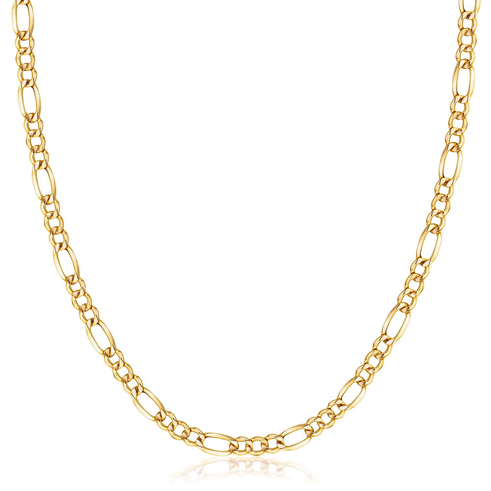 PORI JEWELERS 14K Yellow Gold 2.5mm, 3.5mm, 4.5mm, or 5.5mm Figaro Link Chain Necklace- Made in Italy- Multiple Lengths Available (4.5MM, 24 Inch)