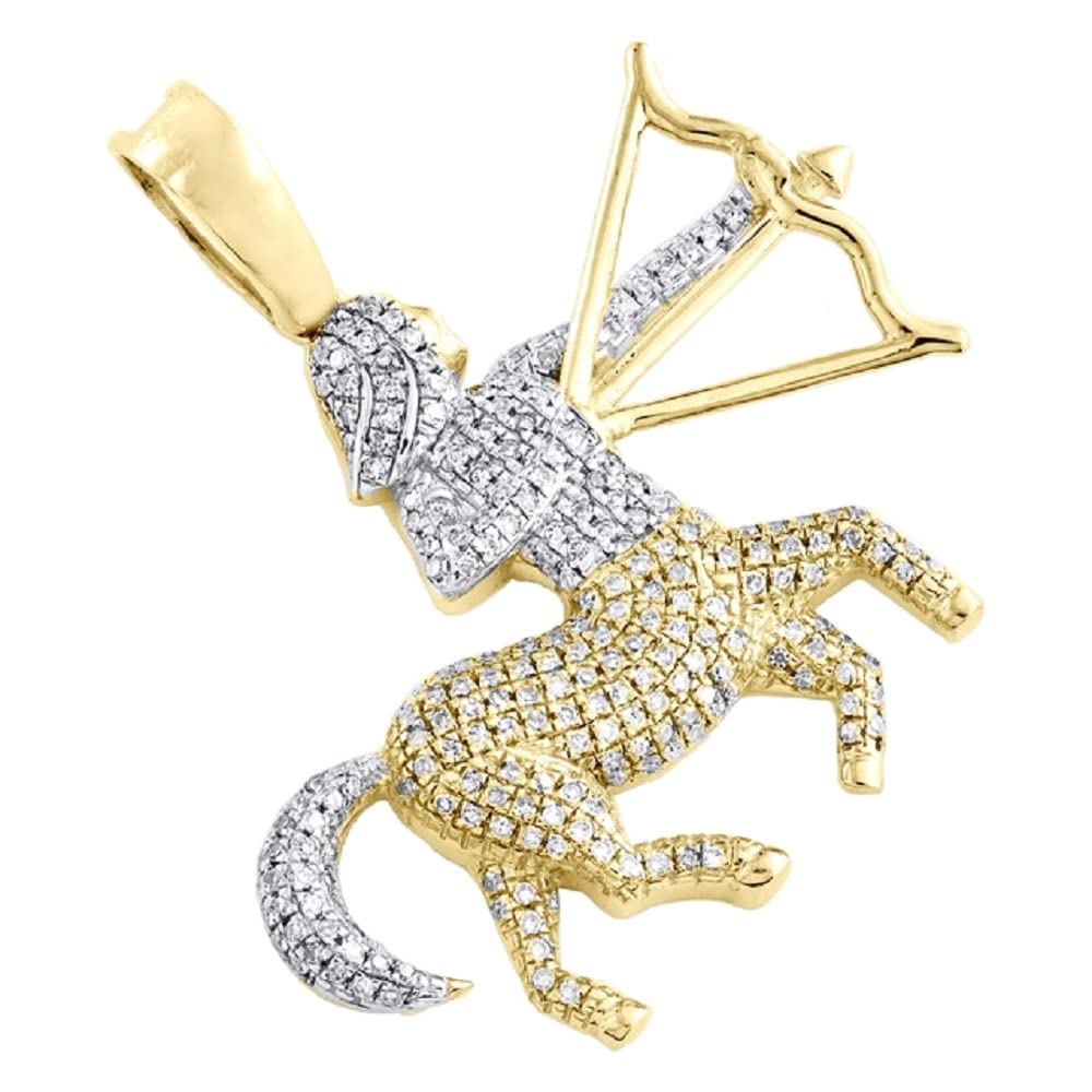 Tusakha 1.50Ct Round Cut White Diamond 14K Two-Tone Gold Over Sterling Silver Sagittarius Horoscope 1.35" Pendant