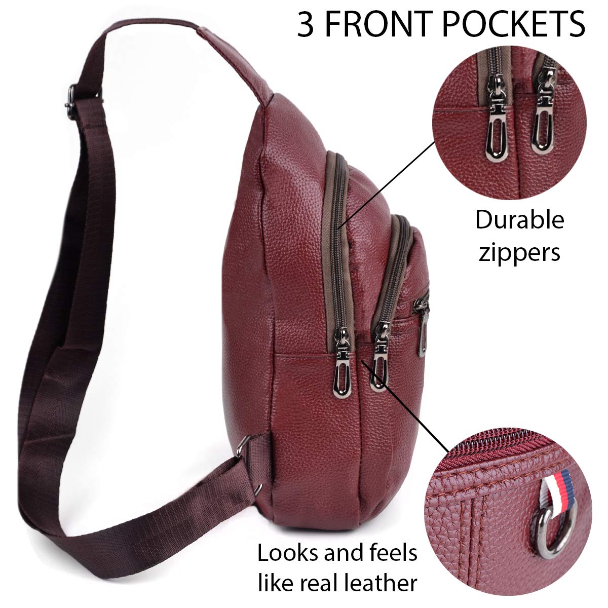 WESTEND Synthetic Leather Crossbody Sling Bag Backpack with Adjustable Strap
