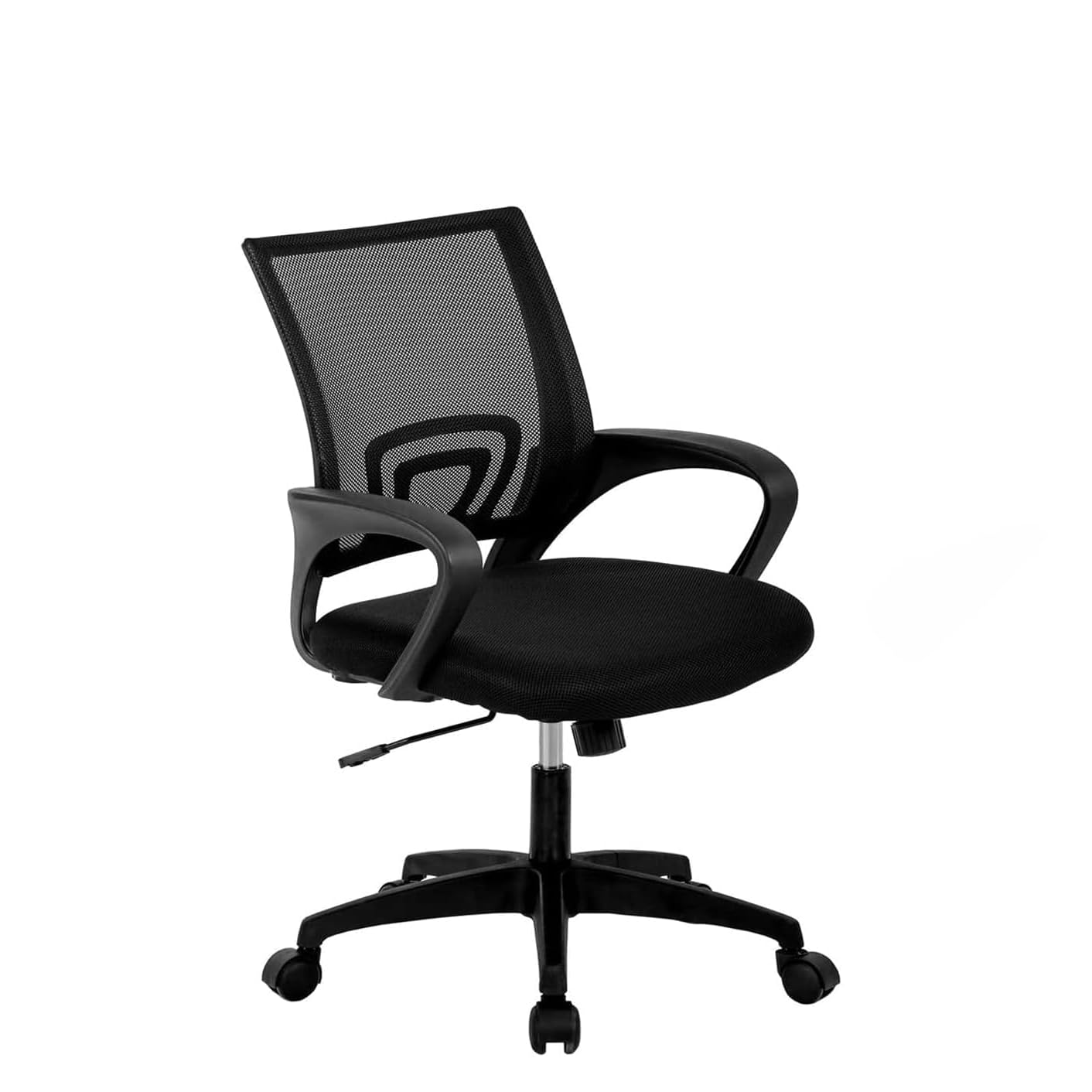 Office Computer Desk Chair, Ergonomic Backrest with Lumbar Support and Wheels, Adjustable Swivel Rolling Home Seat (Black)