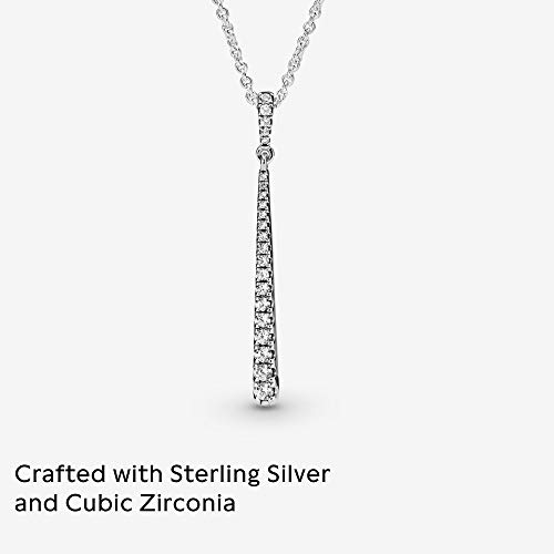 Pandora Sparkling Stones Necklace - Sleek Statement Necklace - Great Gift for Her - Sterling Silver & Cubic Zirconia - 23.6", No Gift Box