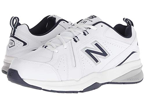 New Balance Men's 608 V5 Casual Comfort Cross Trainer, White/Navy, 12