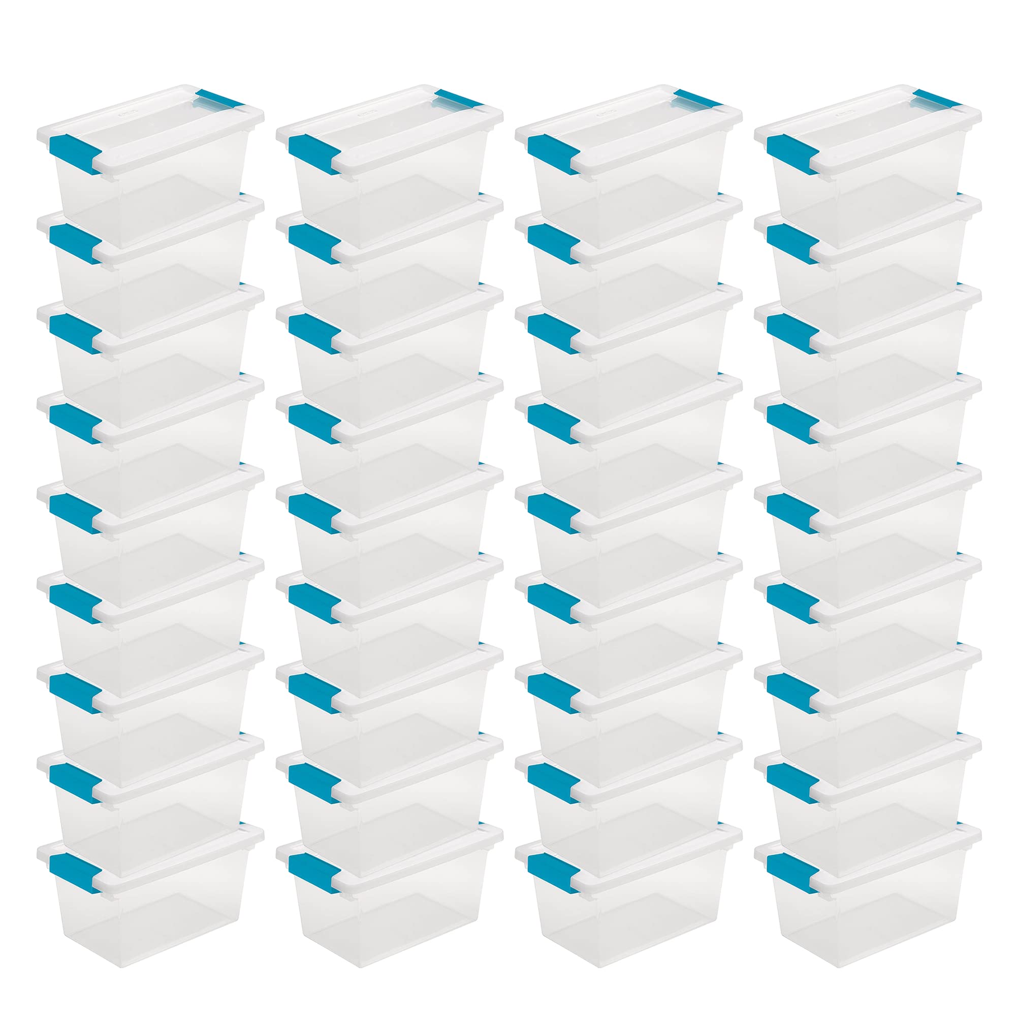 Sterilite Plastic Medium Clip Stacking Storage Box Container with Latching Lid for Home, Office, Workspace, and Utility Space Organization, 36 Pack