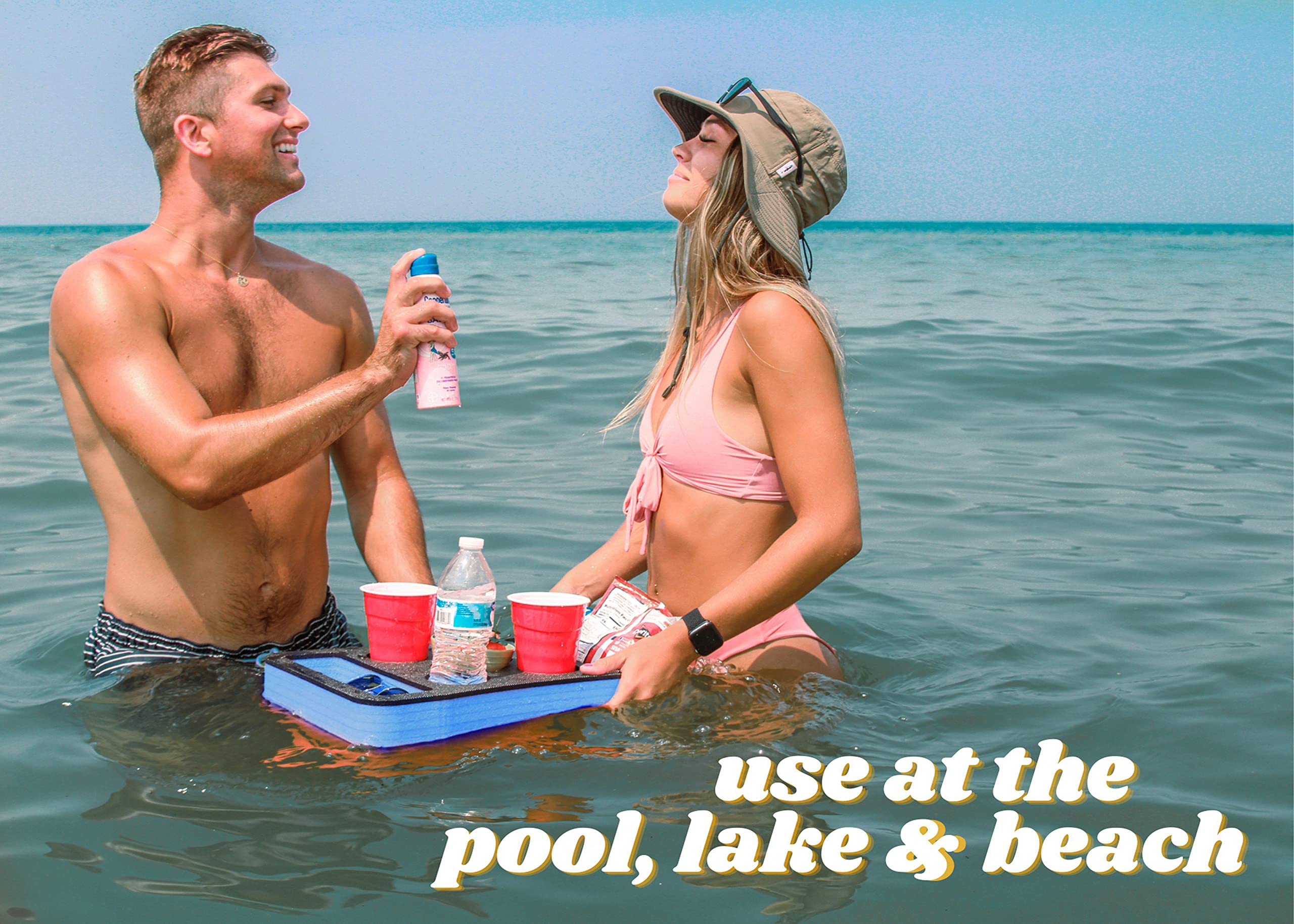 Polar Whale Floating Spa Hot Tub Bar Drink and Food Table Blue and Black Refreshment Tray for Pool or Beach Party Float Lounge Durable Fade Resistant