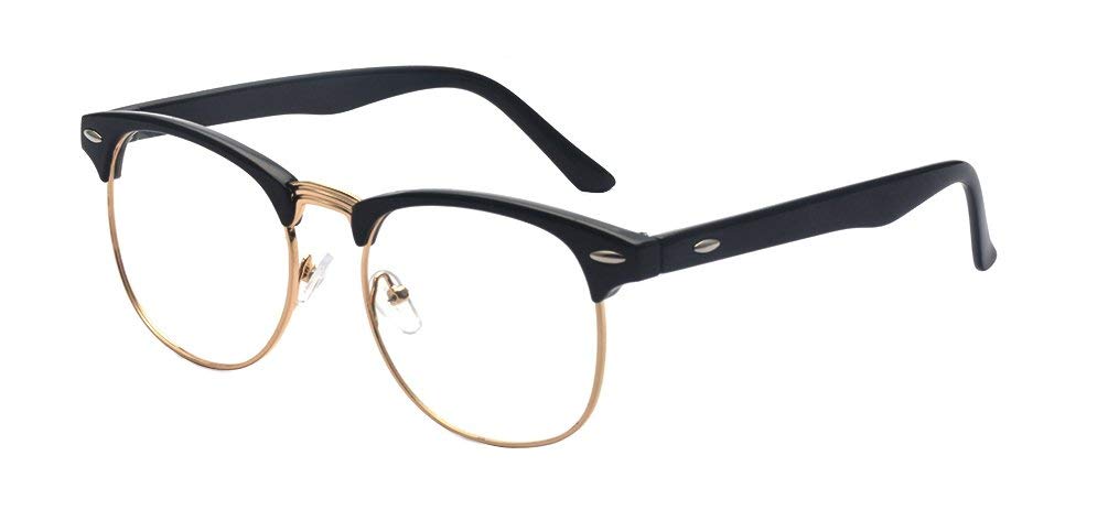 Outray Vintage Retro Classic Half Frame Horn Rimmed Clear Lens Glasses for Men Women 2135c1 Black/Gold