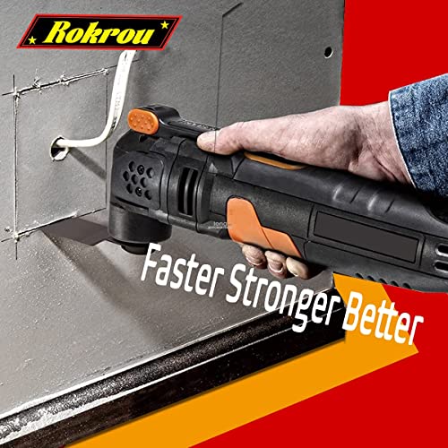 Rokrou 50 PCS Oscillating Tool Blades Multitool Blades , Accessories Bits Quick Realse Nail Wood & Drywall (35mm HCS) FITS Dewalt Fein Multimaster Bosch Makita Milwaukee Rockwell Ryobi Black & Decker