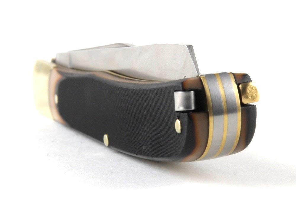 Old Timer 96OT Bearhead Trapper 7.4in Traditional Folding Pocket Knife with 2 High Carbon SS Blades, Sawcut Handle, Tweezers, and Convenient Size for EDC, Hunting, Camping, Whittling, and Outdoors