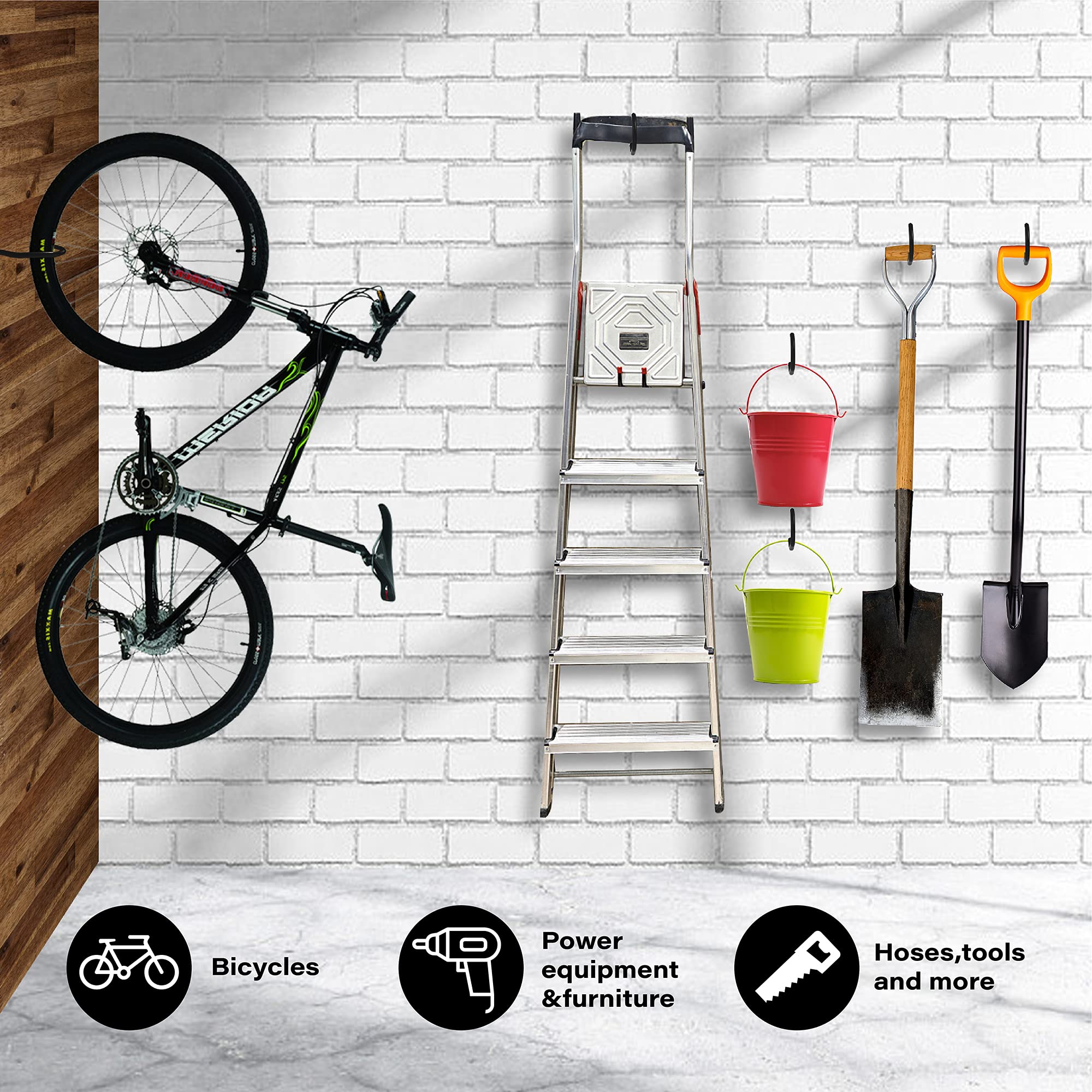 Sinoer 8 Pack Heavy Duty Bike Screw in Storage Hooks Rack,for Garage Wall and Ceiling Bicycle Storage & Heavy Duty Goods on Wall, Perfectly Utility Tool Hanger (Black)
