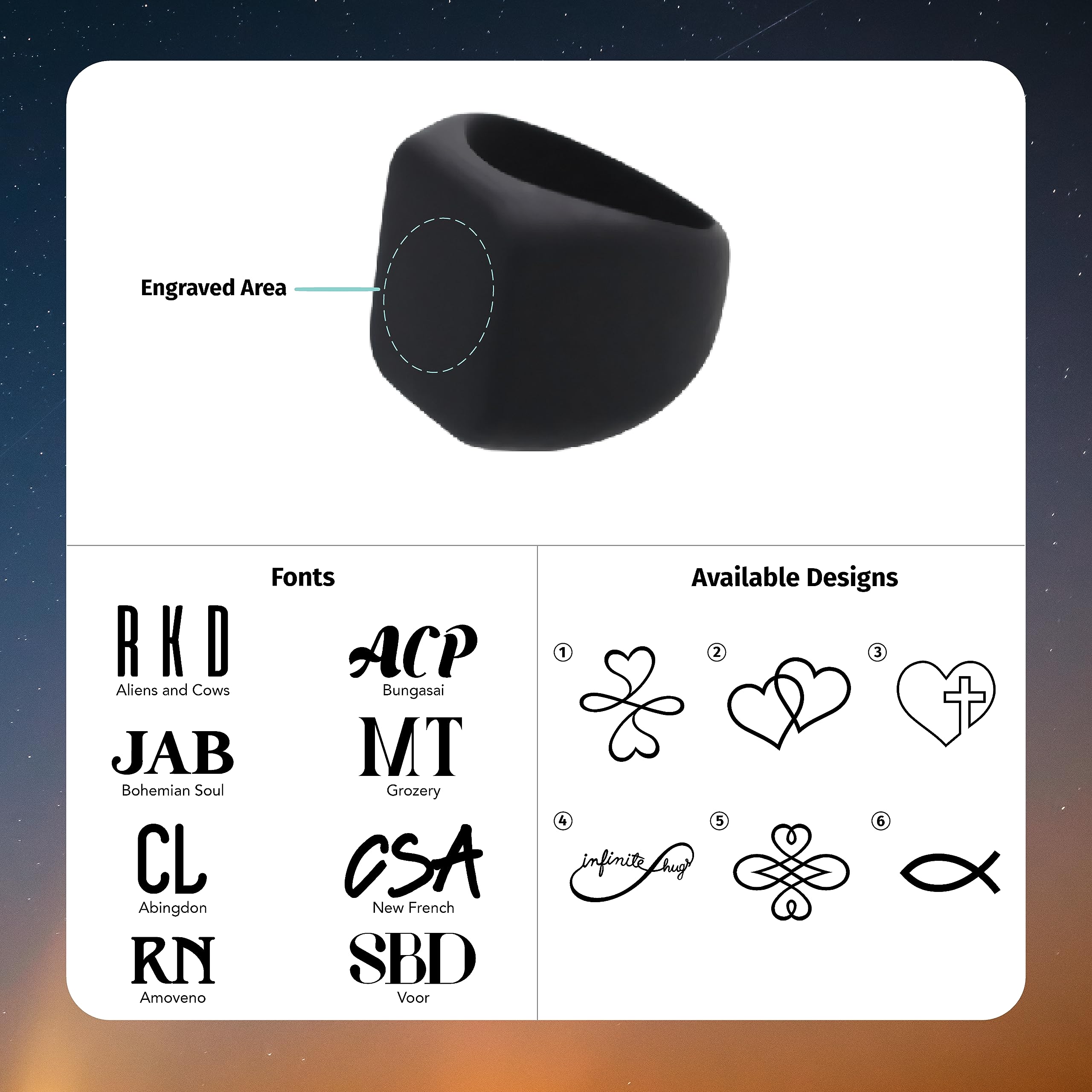 Wildfire Ring Personalized Chunky Silicone Wedding Ring with Ring Box, Engagement Ring, Rubber Wedding Band for Men Women, Custom Laser Engraved, Anniversary for Couples (Black - Plain, 12)