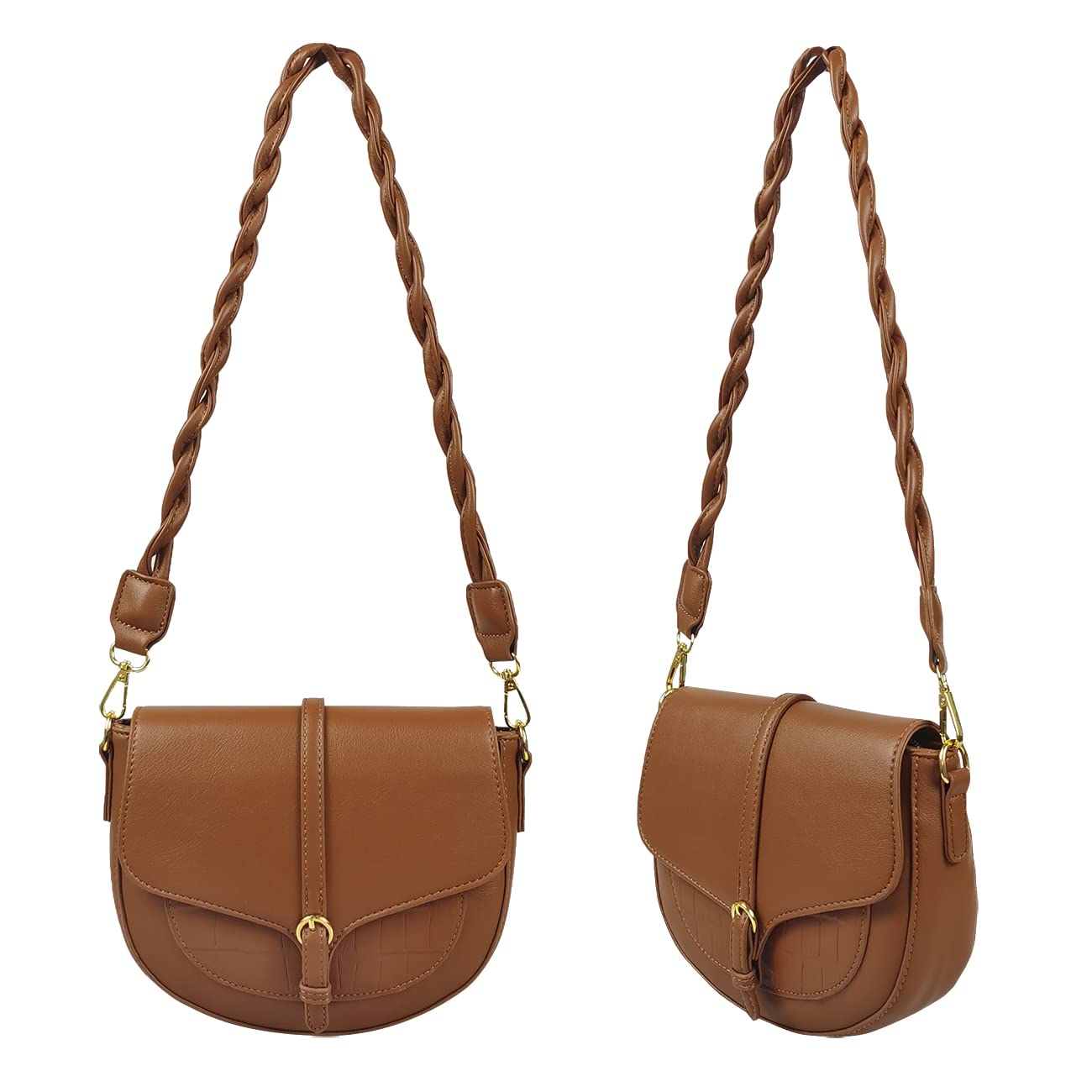 Yasuitzen Crossbody Bags for Women Shoulder Purses for Women with Two Detachable Straps,02-Brown