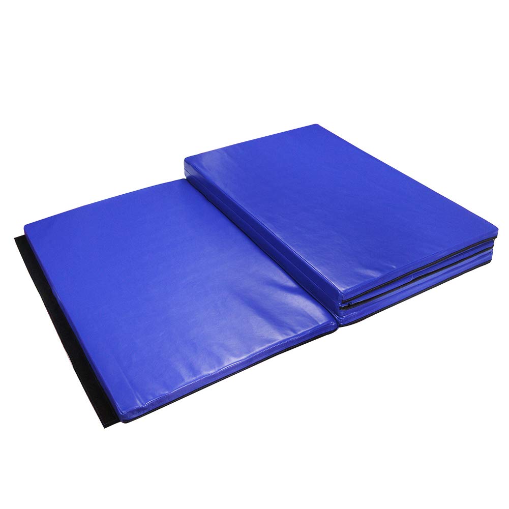 Polar Aurora 4'x10'x2 Thick Folding Gymnastics Exercise Mat Aerobics Stretching Yoga Mats (Right blue)