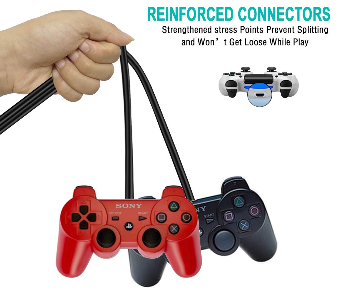 SCOVEE PS3 Controller Cord, 【2 Pack 10ft】 PS3 Charger Cable for Sony 3 / PS-3 Slim SixAxis Controller,PS3 Charging Cord,PS3 Charging Cable,PS Move DualShock 3 Remote Charge Wire