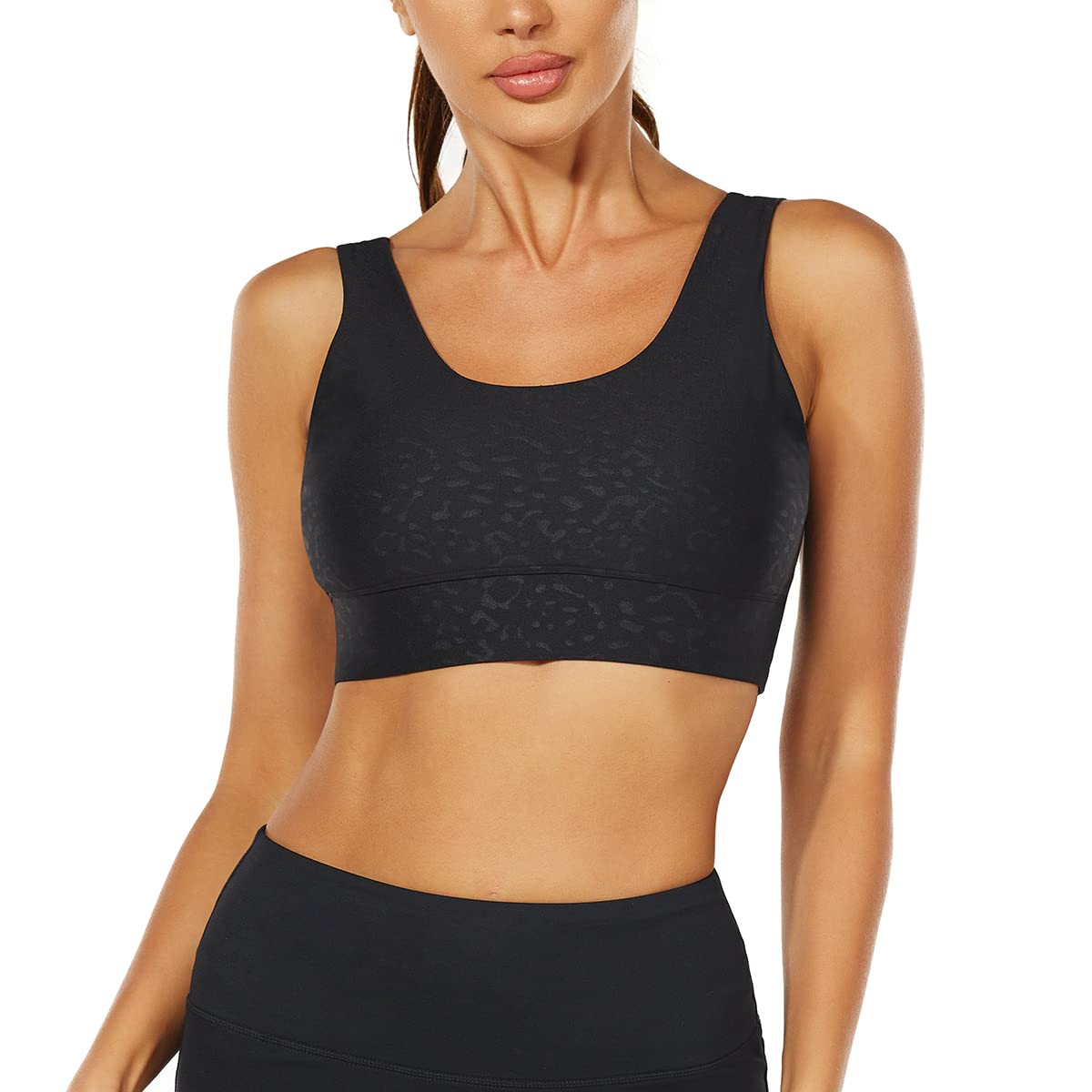 Women's Light Impact Sports Bra Sports Yoga Bra with Removable Cups Daily Wear Black XL