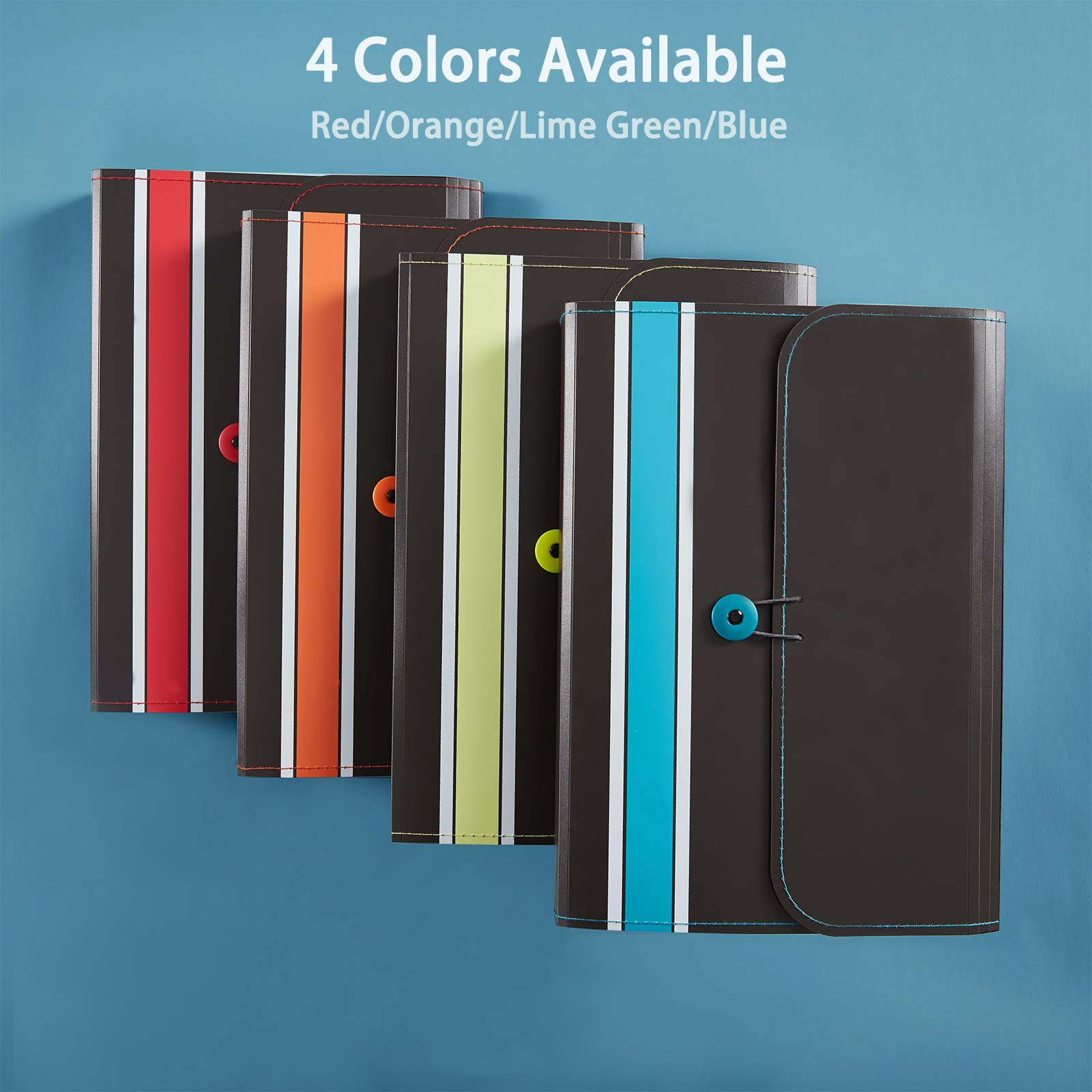 Sooez Expanding File Folder Paper Organizer with Sticky Labels, 7 Pockets File Organizer Accordion File Organizer, Letter/A4 Paper/Document Folder Organizer, File Folder Organizer File Holder, Blue