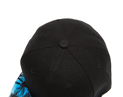 Palm Tree Print Snapback Hats for Men Women - Coconut Coco Flat Bill Brim Trucker Hat Dad Adjustable Baseball Cap Blue