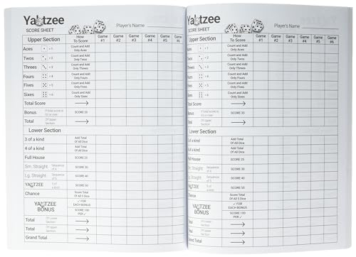 Yatzee Score Pads: Large Print Sheets for Scorekeeping (Score Book)
