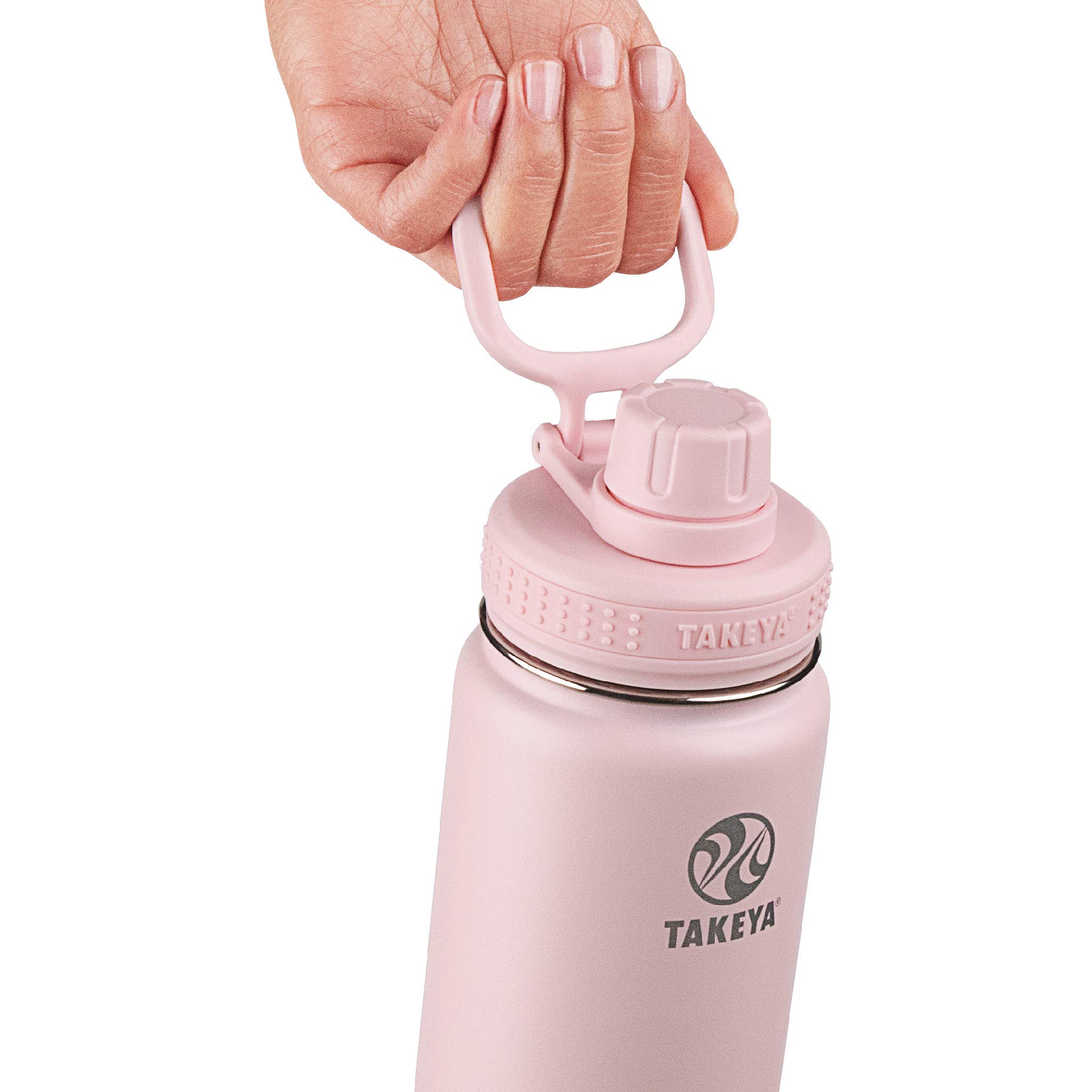 Takeya Actives 24 oz Vacuum Insulated Stainless Steel Water Bottle with Spout Lid, Premium Quality, Blush