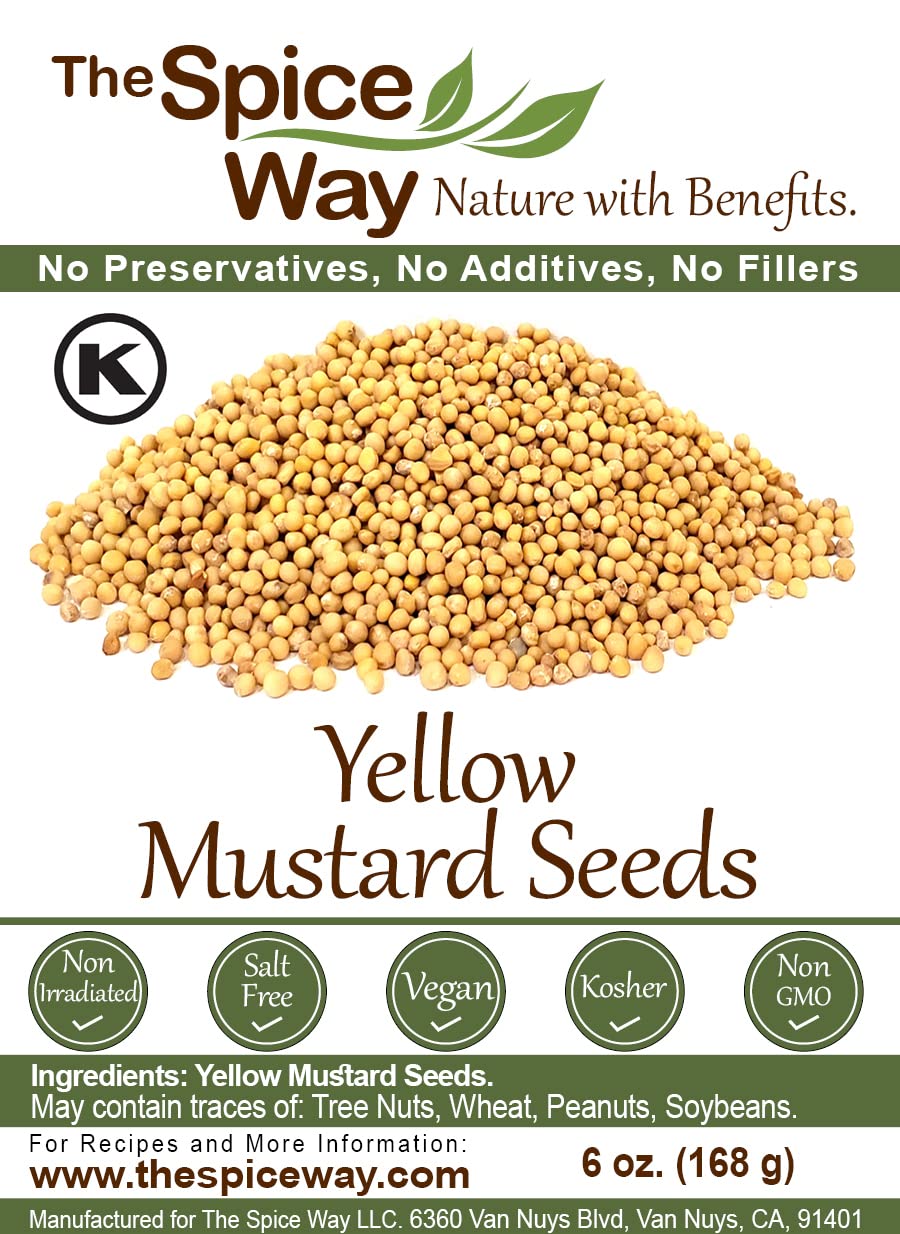 The Spice Way Yellow Mustard Seed - (6oz) whole seeds for Pickling, resealable bag