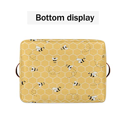Storage Basket Organizer Animal Bee with Handles, Bee Print Foldable Storage Bins Rectangular Storage Box for Nursery Shelf Books Clothes Toys Kids Bins, 1 Pack