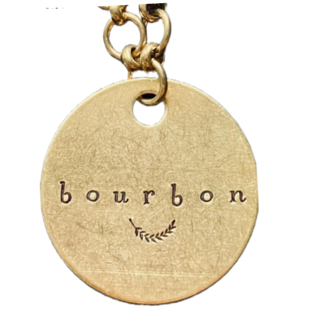 Olive Branch Liquor Decanter Label - Hand Stamped Brass Spirits Bottle Tags - Made in USA - Choose ONE or the Whole Set: Whiskey, Bourbon, Scotch, Gin, Rum, Tequila, Vodka, Brandy