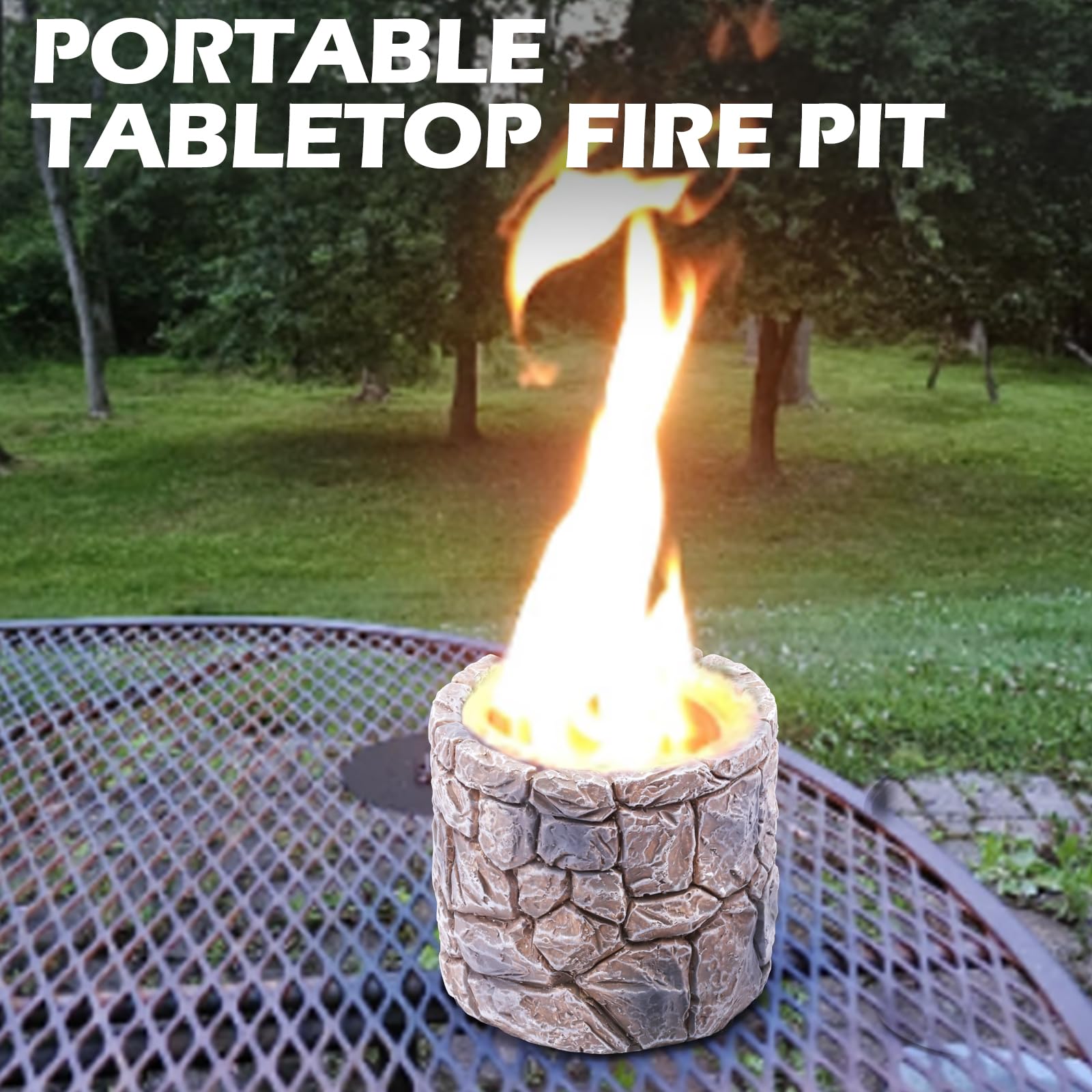 neexan Table top Fire Pit, Concrete Mini Fire Pit, Indoor Fire Pit Tabletop, Alcohol Ethanol Table Top Firepit, Long Burning, for Smores Maker Indoor & Outdoor Garden Decor