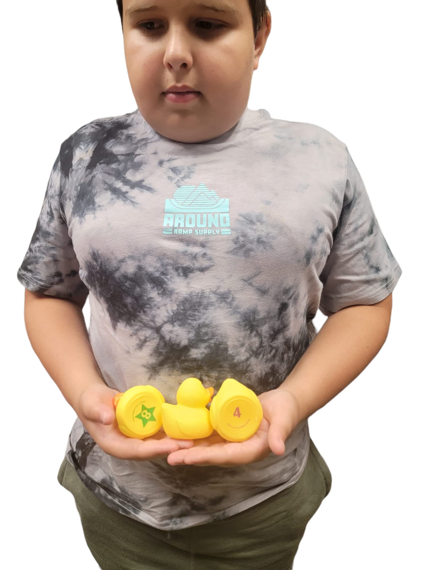 Yellow Rubber 2.5" Ducky Matching Game (20 Pack) 1 to 10 Numbers. Soft Rubber Duckies. (10 starred & 10 unstarred) Memory Game for Kids. Fun Educational Learning Toy Preshcoolers Develops Memory