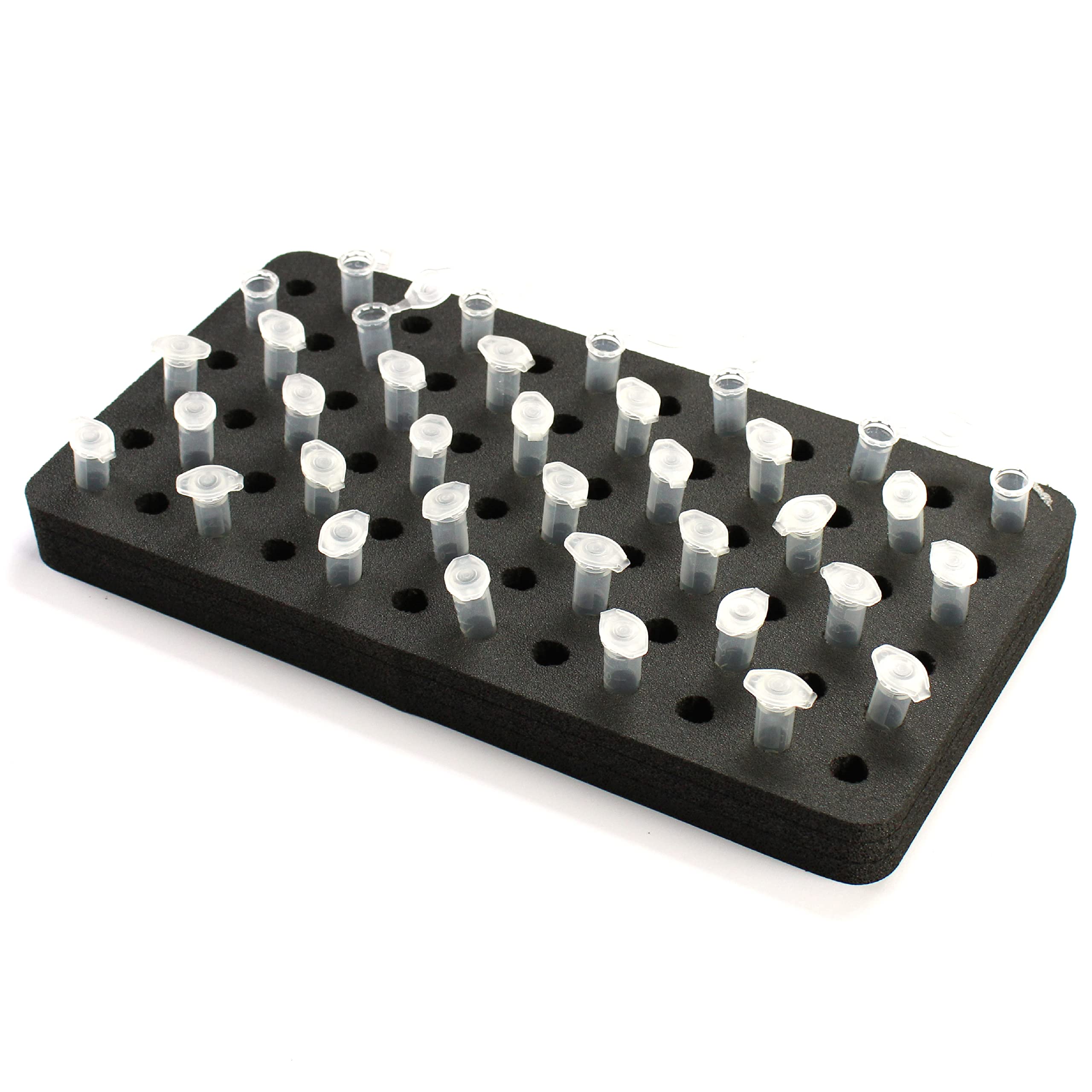 Polar Whale Test Tube Rack Durable Black Foam Storage Holder Organizer Stand Transport Holds 72 Tubes Fits up to 11mm Diameter