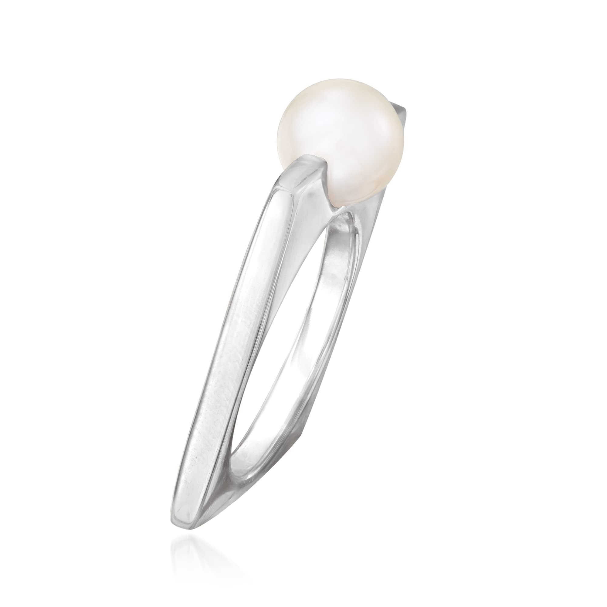 Ross-Simons Italian 8mm Cultured Pearl Square Ring in Sterling Silver. Size 7