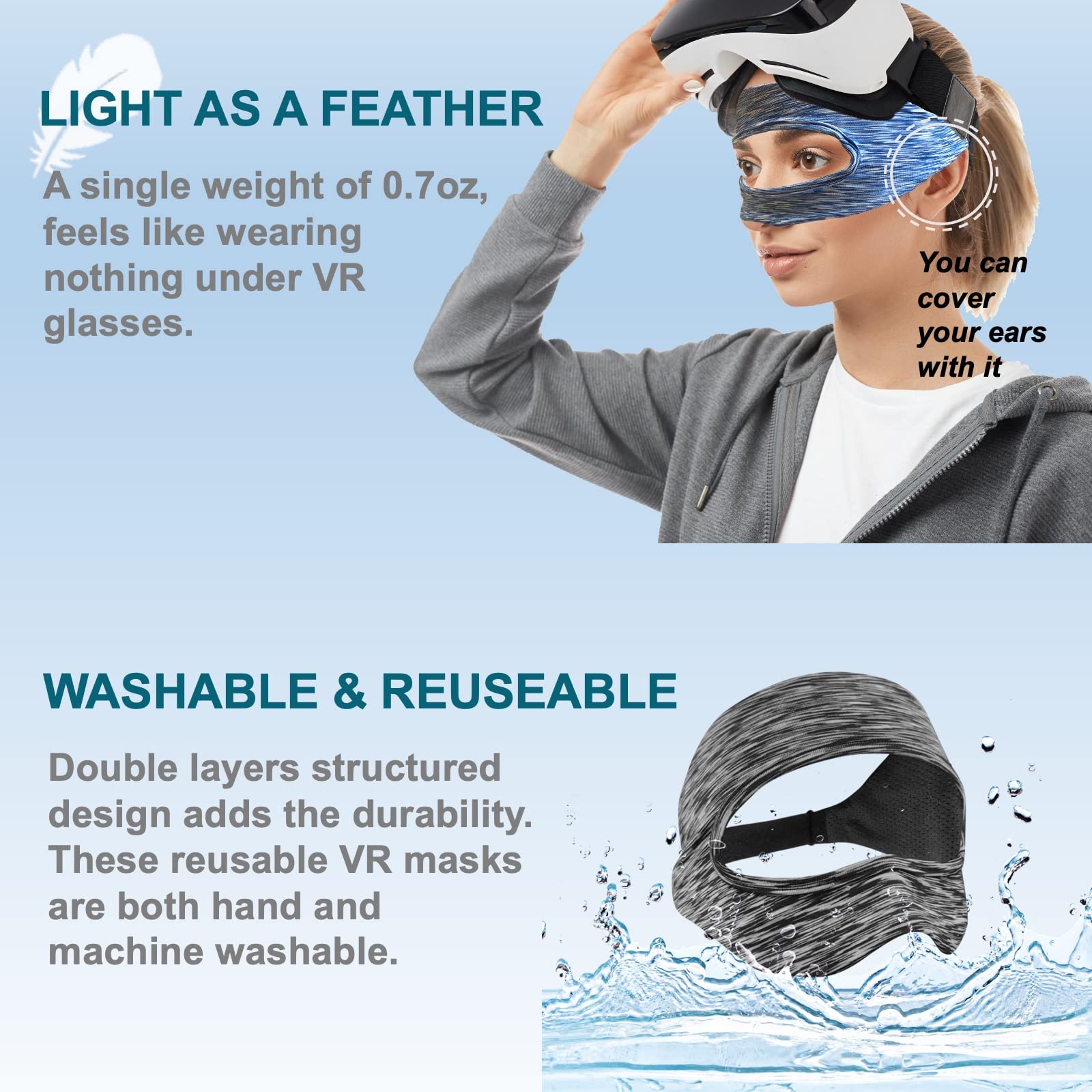 We&Life Sweat Guard, Compatible with Oculus Quest 2 and Oculus Go, VR Masks, Sweat Band, Face mask Use for Workouts Supernatural (3pcs)