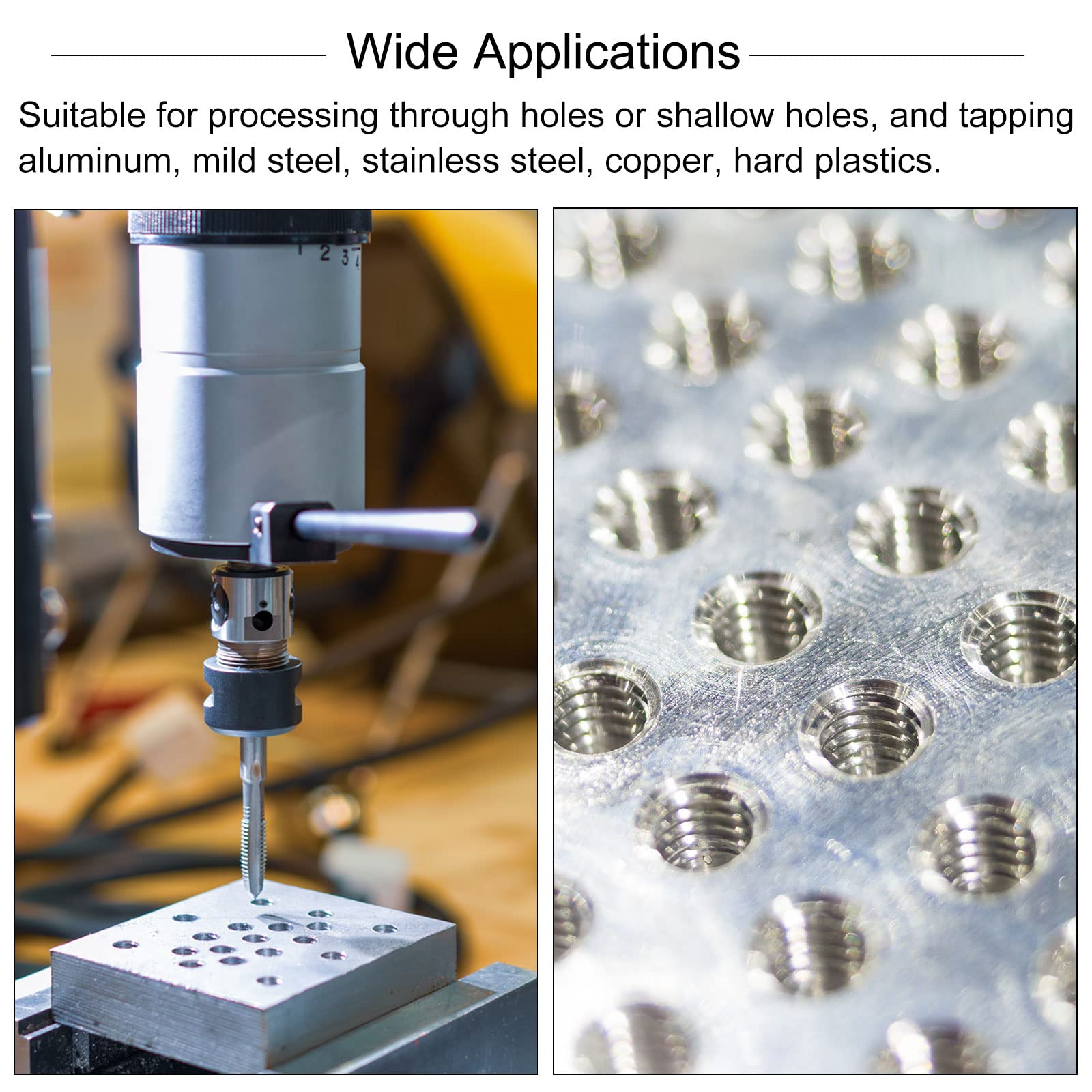 uxcell Tap & Bit Sets, M8 x 1.25 H2 Straight Flute Machine Thread Milling Tap 150mm Extra Long, 8mm High Speed Steel (HSS) Twist Drill Bit