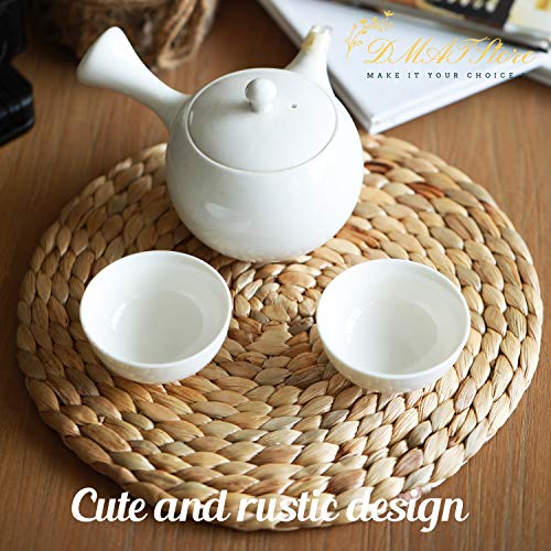 π Water Hyacinth Placemats - Round Woven Placemats - Trivets for Hot Dishes - Wicker Placemats - Heat Resistant Non-Slip Trivets for Table - Durable Trivets for Hot Dishes (Seagrass11.8-6pcs)