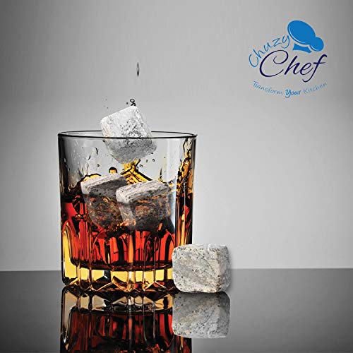 Whiskey Stones Chilling Ice Cubes - Set of 9 Whiskey Rocks Chilling Stones Reusable Whiskey Stone for Your Drinks with Velvet Gift Pouch Great Gift Idea