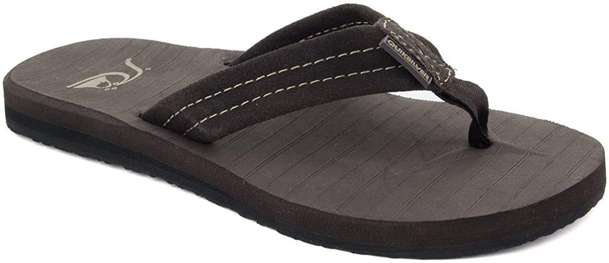 Quiksilver Men's Carver Suede 3 Point Flip Flop Athletic Sandal, Demitasse Solid, 10 M US