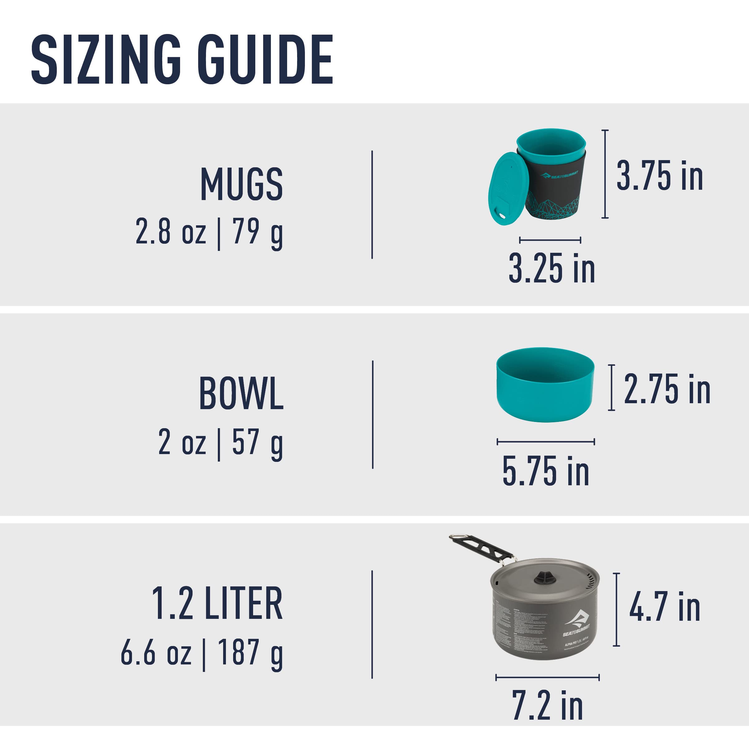 Sea to Summit Alpha Lightweight Aluminum Nesting Camping Cookware Set, 2.2 (6-Piece)