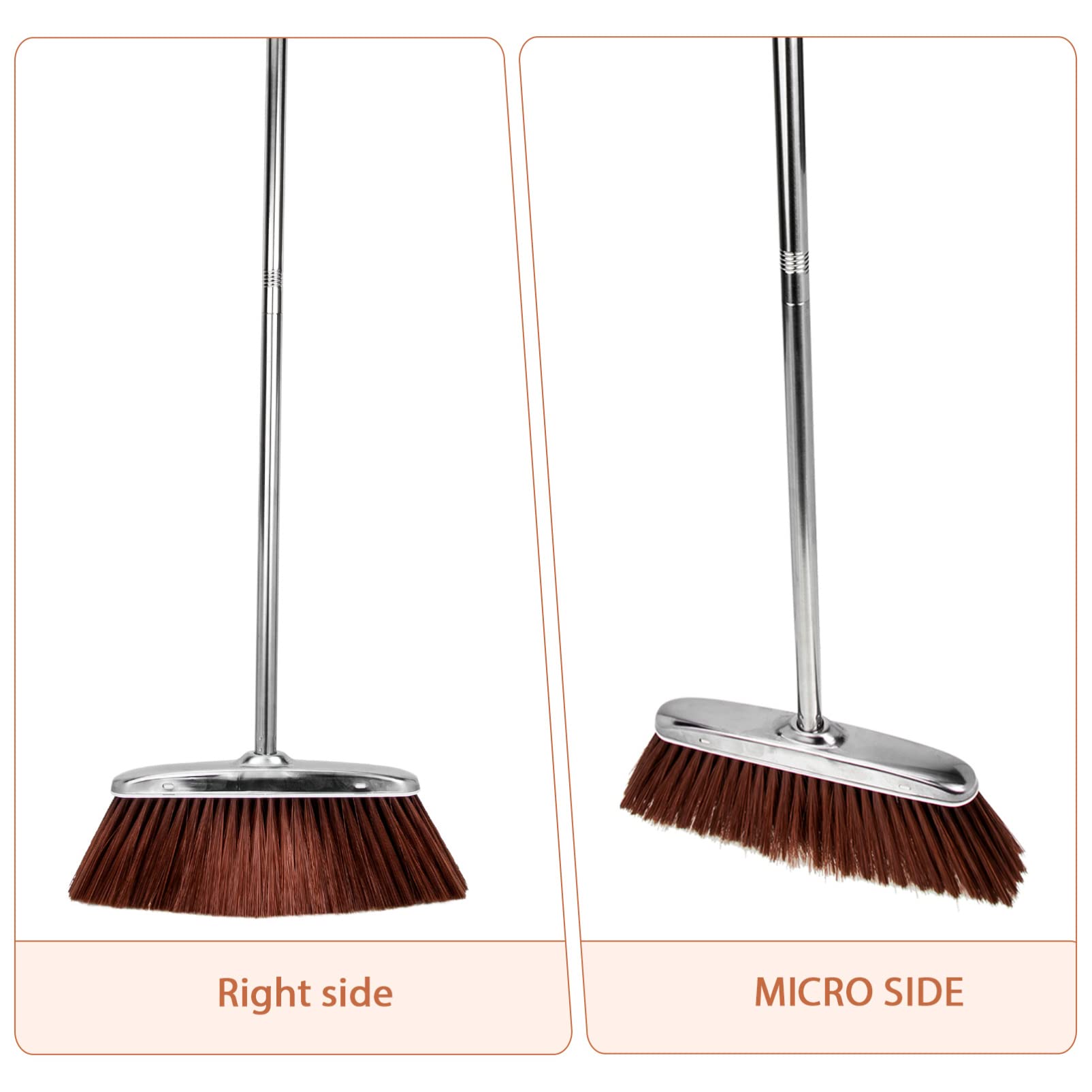 Zerodeko Cleaning Broom Lobby Broom Upright Broom with Long Handle Garbage Cleaning Supply for Sweeping Floor Garages Courtyard Sidewalks Decks Brown