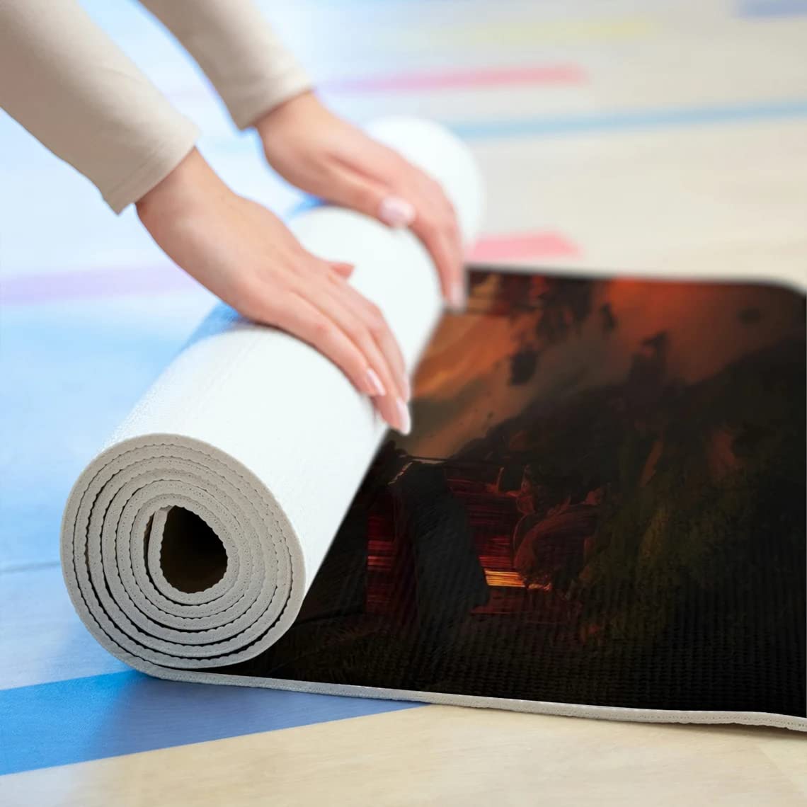 Yoga Mat - Tropical Sunset Art Style: Super Resistant, Firm and Comfortable Foam