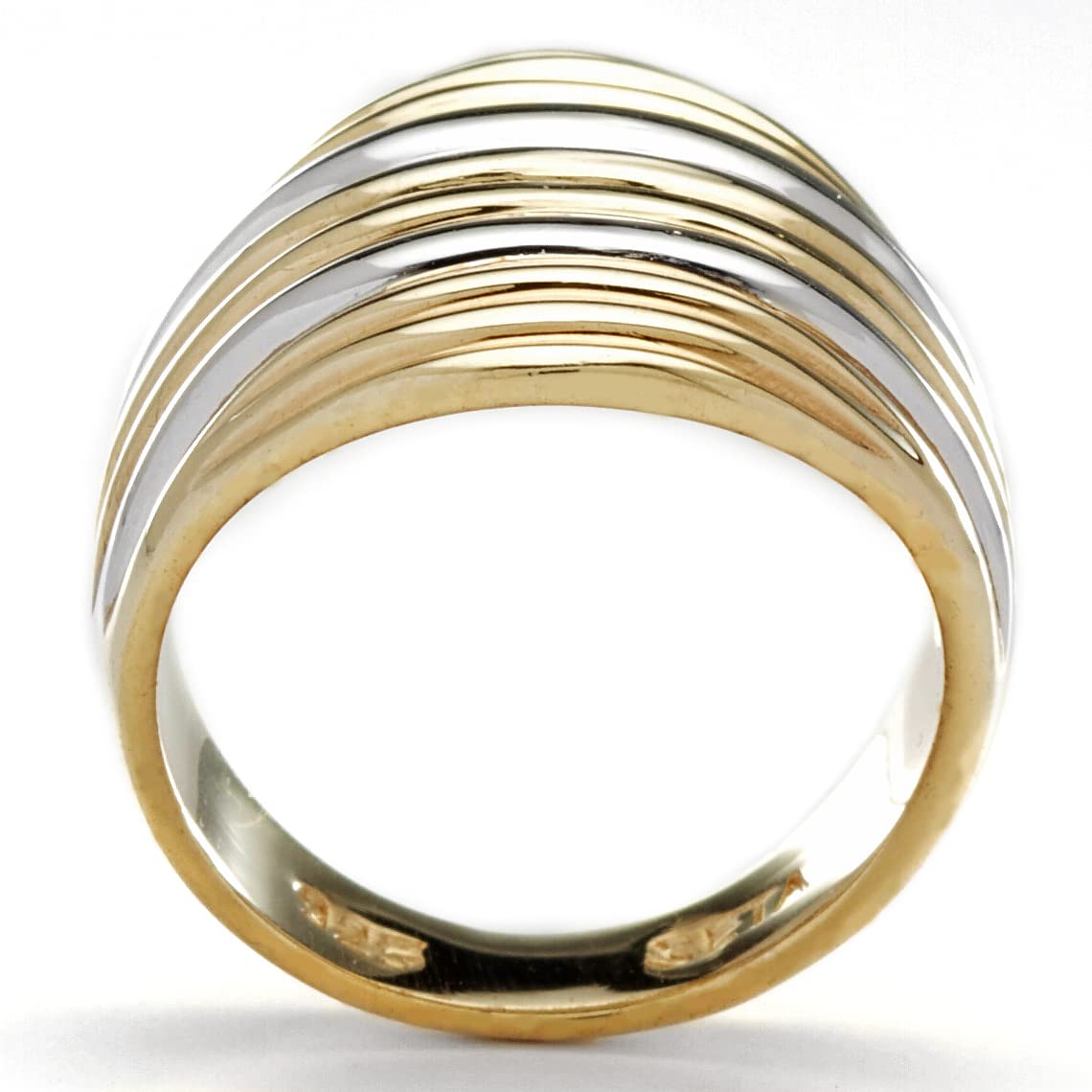 PalmBeach Jewelry Yellow Gold-plated Sterling Silver Two Tone Ring (5.5mm) Sizes 7-10 Size 7