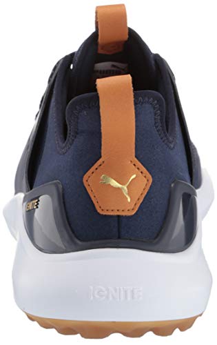Puma Golf Men's Ignite Nxt Lace Golf Shoe, Peacoat-Puma Team Gold-Puma White, 9.5 M US