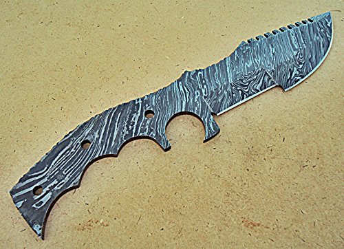 Poshland BB-17 Handmade Damascus Steel Blank Blade Full Tang Tracker Knife