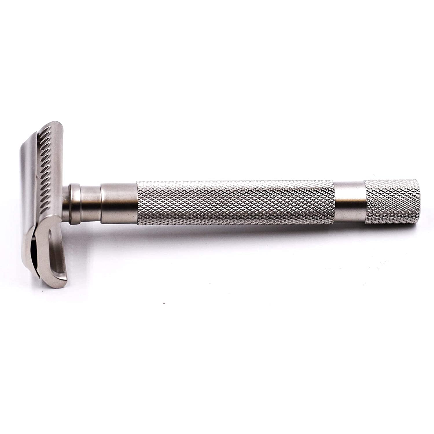 Parker THE SEMI SLANT, Double Edge Safety Razor and 5 Parker Blade Refills - Electroplated Satin Chrome Solid Brass Handle - Delivers a Barbershop Shave at Home