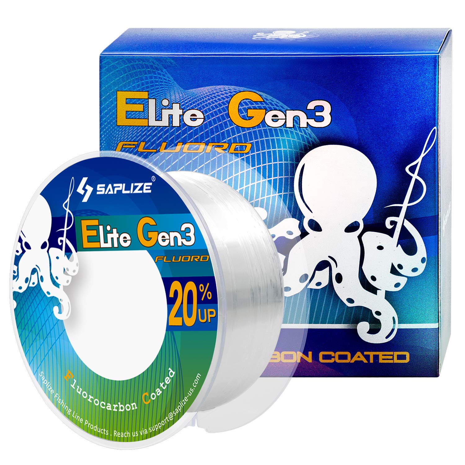 SAPLIZE Fluorocarbon Coated Fishing Line, 22LB, 0.40mm, 1200Yards
