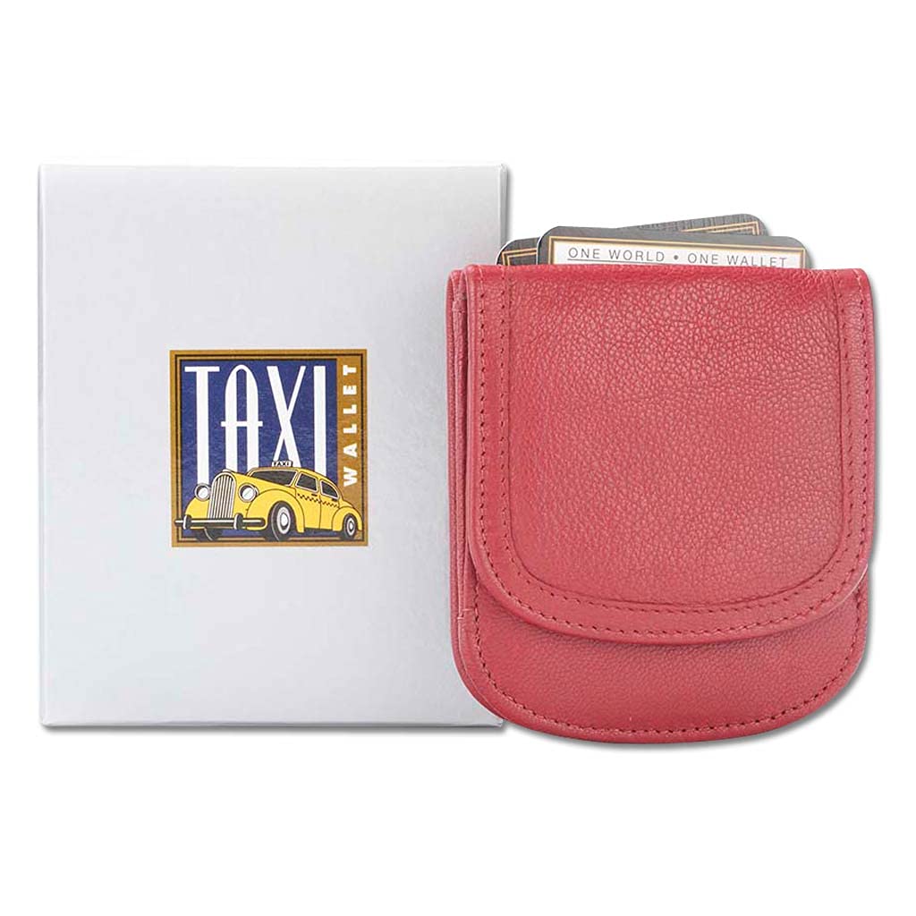TAXI WALLET® TW03-CRANBERRY - Soft Leather (Red) - Compact, Front Pocket Folding Wallet - For Cards, Coins, Bills, ID (Men & Women)