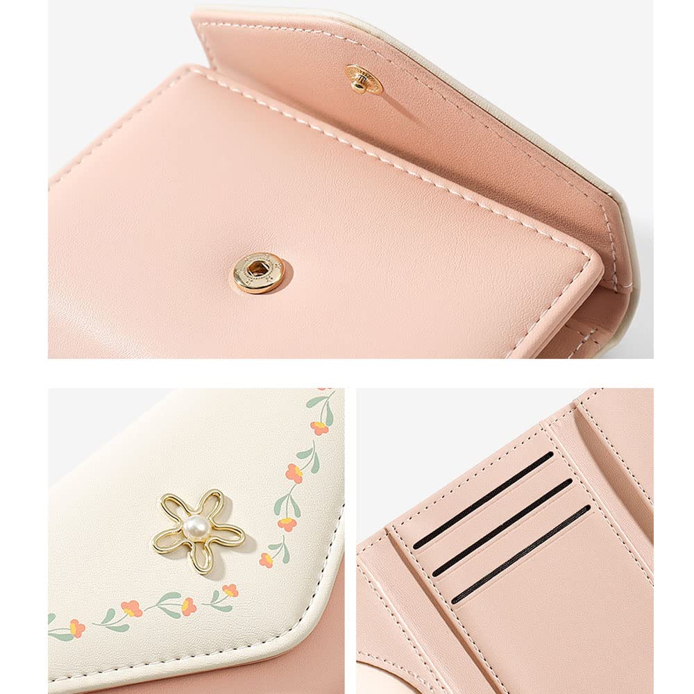 SUMGOGO Small Wallet for Women Slim Mini Card Holder Cute flower Gilrs Kids Wallets (Yellow)