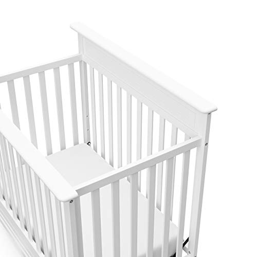 Storkcraft Petal 4-in-1 Convertible Mini Crib (White) β GREENGUARD Gold Certified, Converts to Daybed and Twin-Size Bed, Includes Bonus 2.75-inch Mini Crib Mattress, Mini Crib with Mattress Included