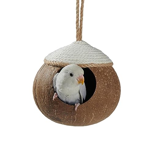 Parrot Nesting Material, Indoor Cage Birds Nest, Parrot Hut House with Comfortable Shelters, Bird Nest House with Convenient Loop Top, Parrot House Medium for Sparrows Lovebirds Bluebirds