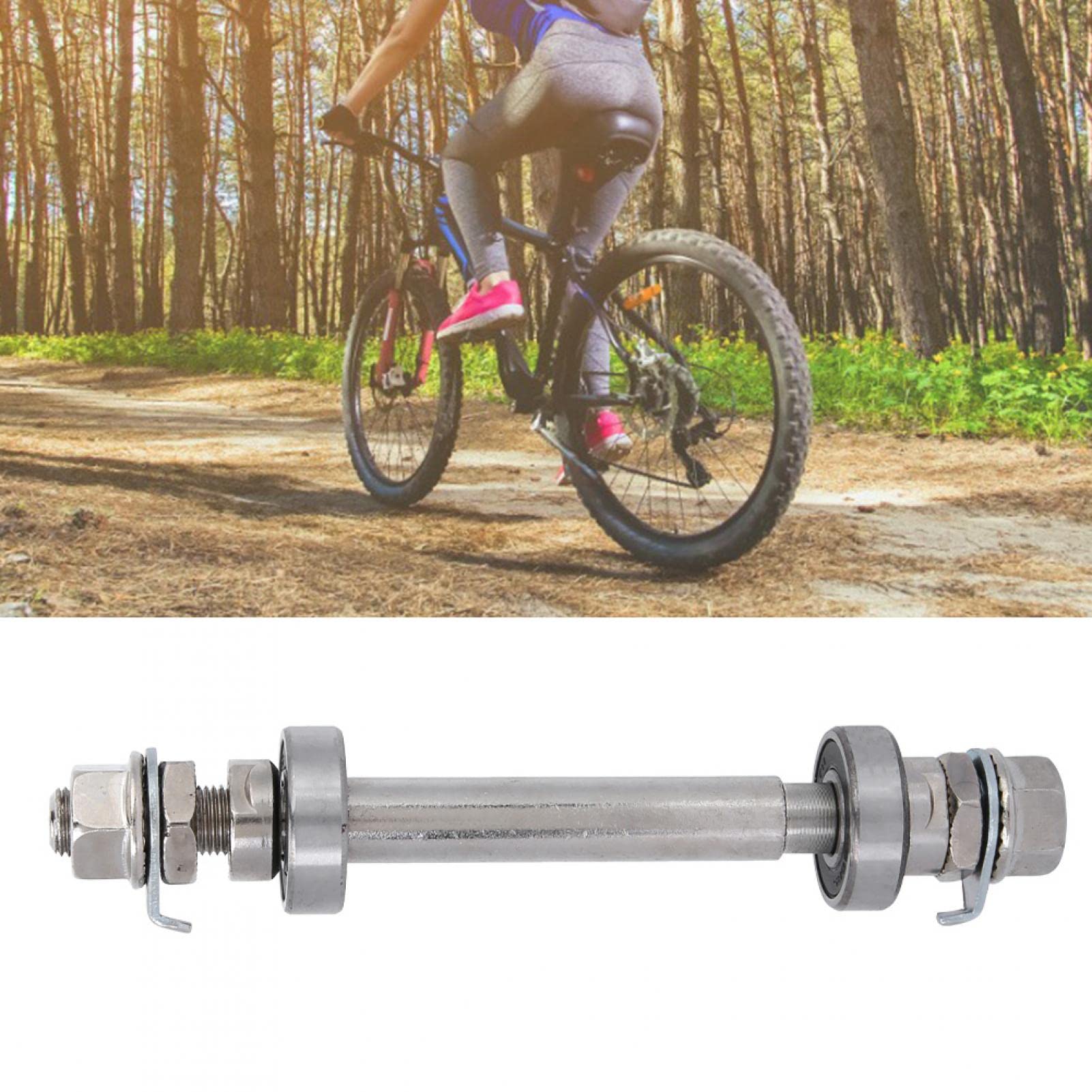 OUKENS Bicycle Wheel Hub Axle, Metal Bicycle Wheel Hub Axle Front Rear Solid Shaft Lever Replacement Bike Repair Tool Accessories for Road Bike Mountain BMX (Front)